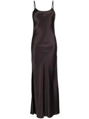 Voz Liquid Silk Slip Dress - Brown