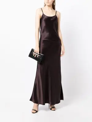 Voz Liquid Silk Slip Dress - Brown