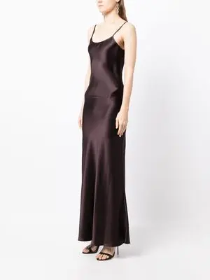 Voz Liquid Silk Slip Dress - Brown