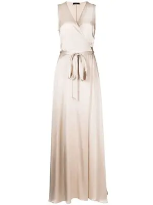 Voz Neck Wrap Maxi Dress - Neutrals