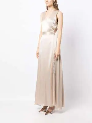 Voz Neck Wrap Maxi Dress - Neutrals