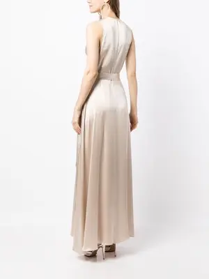 Voz Neck Wrap Maxi Dress - Neutrals