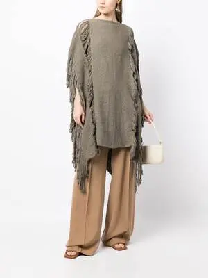 Voz Lace Fringe-detail Tunic - Brown