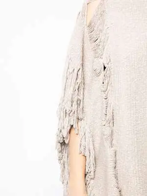 Voz Fringed Poncho-style Jumper - Grey