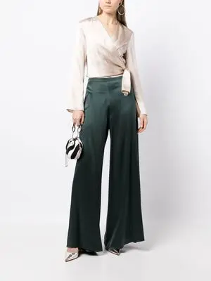 Voz Silk Palazzo Pants - Green
