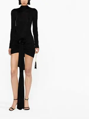 Saint Laurent Rose-appliqué Minidress