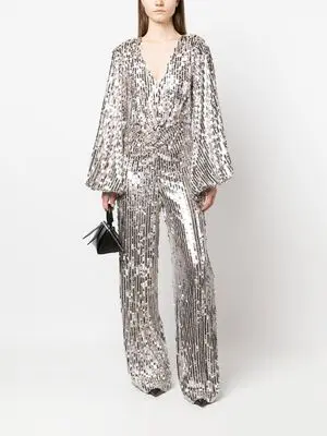 ROTATE BY BIRGER CHRISTENSEN V-neck Sequin Jumpsuit