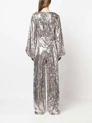ROTATE BY BIRGER CHRISTENSEN V-neck Sequin Jumpsuit