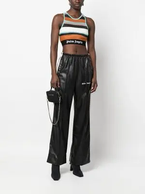 Palm Angels Logo-print Faux-leather Track Pants - Black