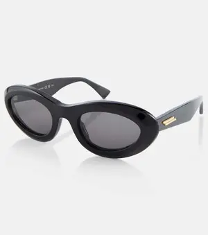 Bottega Veneta Bombe Oval Sunglasses - Black