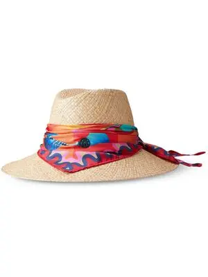 MAISON MICHEL Kate Scarf-detail Sun Hat - Neutrals