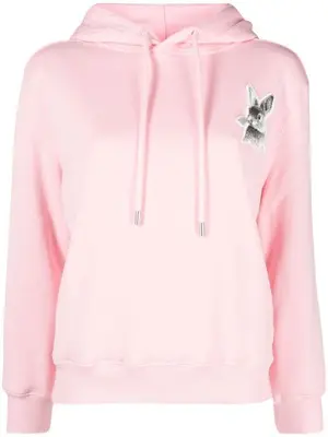 LANVIN Rabbit-embroidered Drawstring Hoodie - Pink
