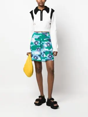 Marni Floral-print Mini Skirt - Blue
