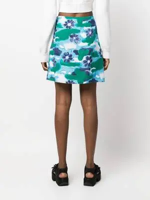 Marni Floral-print Mini Skirt - Blue