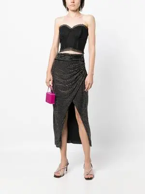 SELF-PORTRAIT Gem-embellished Draped Skirt