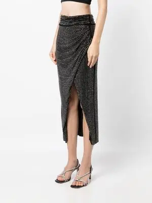 SELF-PORTRAIT Gem-embellished Draped Skirt
