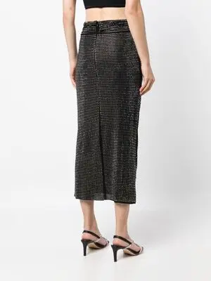 SELF-PORTRAIT Gem-embellished Draped Skirt