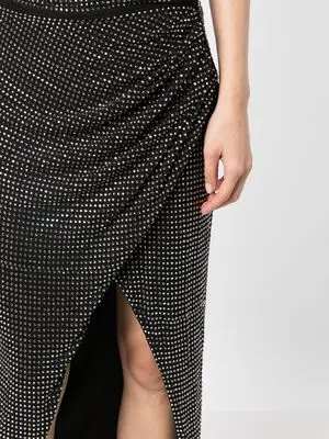 SELF-PORTRAIT Gem-embellished Draped Skirt