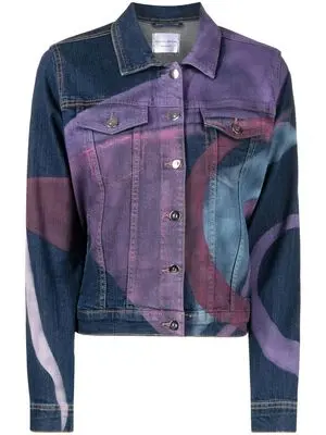 MADISON MAISON Graphic-print Denim Trucker Jacket - Blue