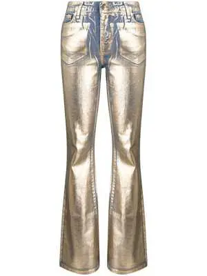 MADISON MAISON Metallic-effect Laminated Flare Jeans