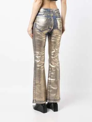 MADISON MAISON Metallic-effect Laminated Flare Jeans