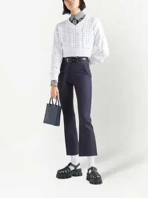 Prada Gabardine Wool Flared Trousers
