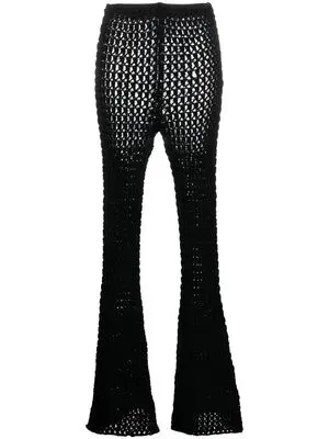 Moschino Crochet-knit Flared Trousers - Black