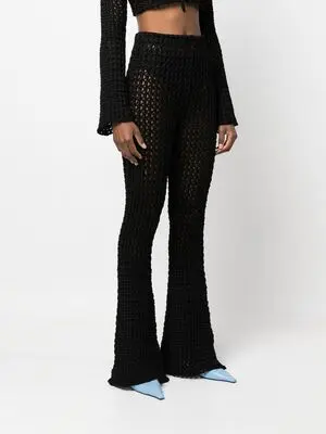 Moschino Crochet-knit Flared Trousers - Black