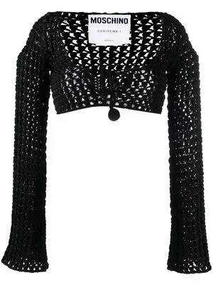 Moschino Open-knit Cropped Top - Black