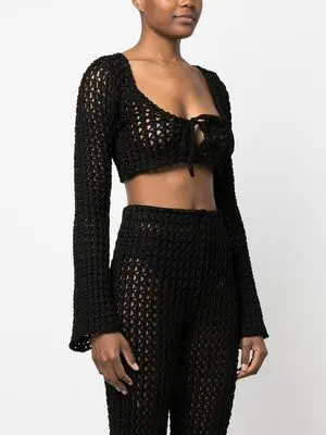 Moschino Open-knit Cropped Top - Black