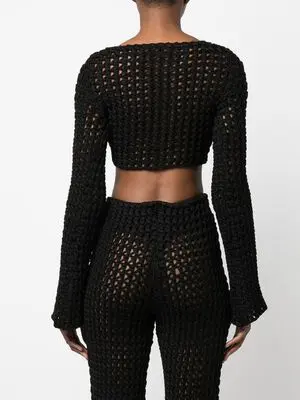 Moschino Open-knit Cropped Top - Black