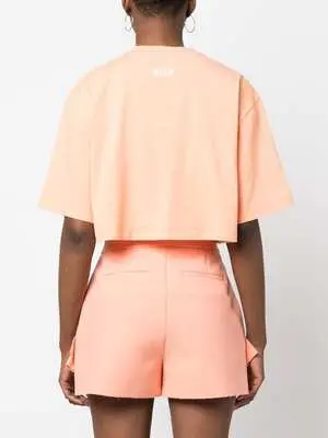 MSGM Graphic Print Cropped T-shirt - Orange