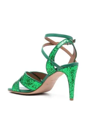 Red Valentino Glitter-embellished Sandals - Green