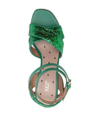 Red Valentino Glitter-embellished Sandals - Green