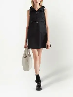 Prada Triangle Logo Hooded Minidress