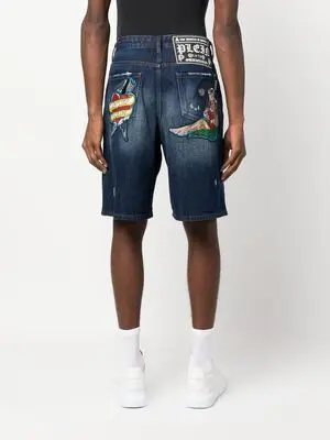 Philipp Plein Patch-detail Denim Shorts
