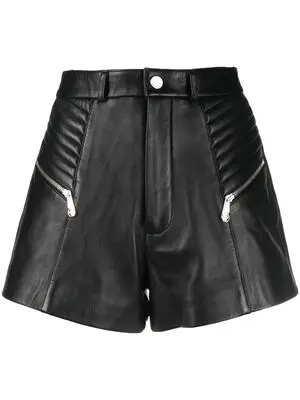Philipp Plein Zipper-detail Leather Shorts - Black