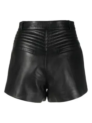 Philipp Plein Zipper-detail Leather Shorts - Black