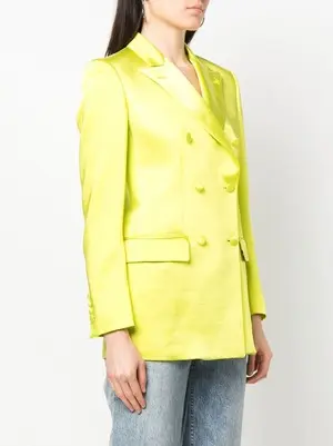 Philipp Plein Double-breasted Satin Blazer - Yellow