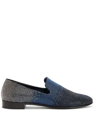 GIUSEPPE ZANOTTI Lewis Sparkle Crystal-embellished Loafers - Blue