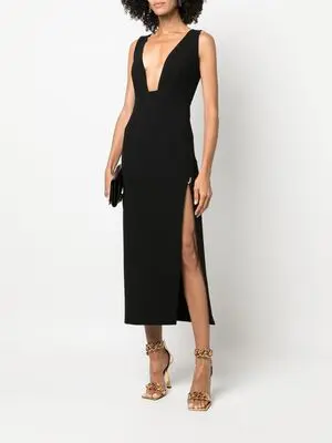 Roberto Cavalli V-neck Side-slit Dress