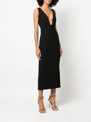 Roberto Cavalli V-neck Side-slit Dress