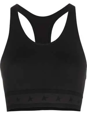 GOLDEN GOOSE Logo-underband Racerback Crop Top - Black