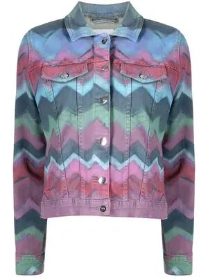 MADISON MAISON Zigzag-print Denim Jacket - Blue