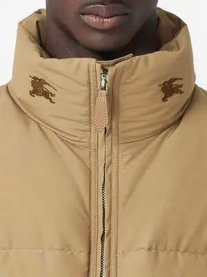 Burberry Embroidered-logo Puffer Jacket - Neutrals