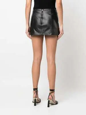 MANOKHI Multiple Belts Leather Mini Skirt