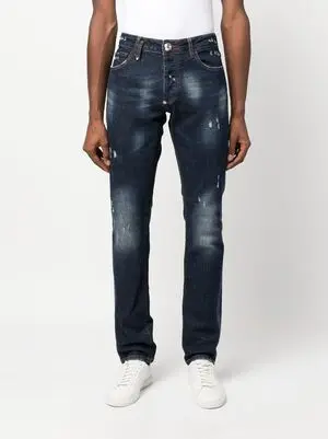Philipp Plein Super Straight Cut Distressed Jeans