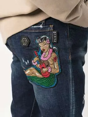 Philipp Plein Super Straight Cut Distressed Jeans