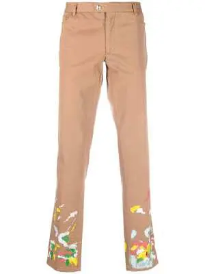 Philipp Plein Paint-splatter Effect Chinos - Brown
