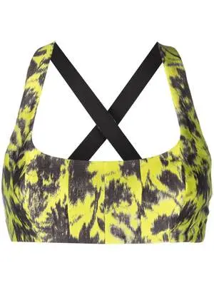 Philosophy Di Lorenzo Serafini Floral-print Cross-strap Bralette - Yellow
